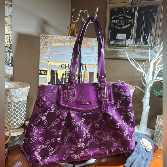 Coach | Bags | Coach Op Art Purple Purseshoulder Bag | Poshmark